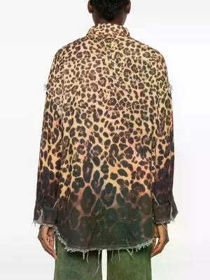 R13 Leopard-print Frayed Cotton Shirt