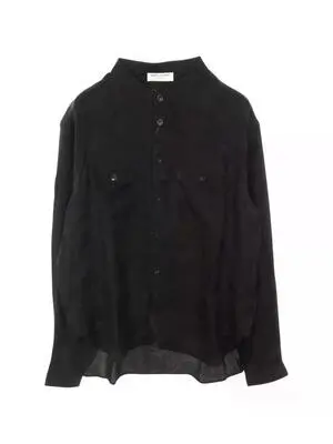 Saint Laurent 2010s Collarless Patterned Shirt - Black