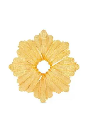 SUSAN CAPLAN 1980s Brushed Floral Brooch - Gold