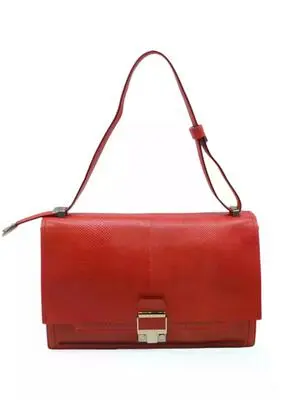 LANVIN 2012 Partition Snakeskin Shoulder Bag - Red