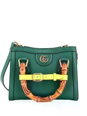 Gucci Diana Nm Bamboo Handle Tote Leather Mini Crossbody Bag - Green