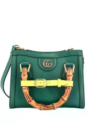 Gucci Diana Nm Bamboo Handle Tote Leather Mini Crossbody Bag - Green