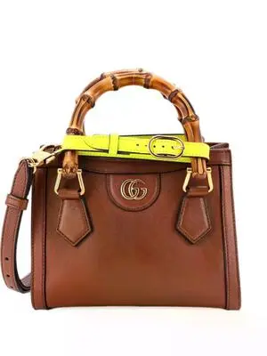 Gucci Diana Nm Bamboo Handle Tote Leather Mini Crossbody Bag - Brown