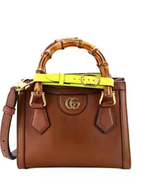 Gucci Gucci Diana NM Bamboo Handle Tote Leather Mini Crossbody Bag Brown