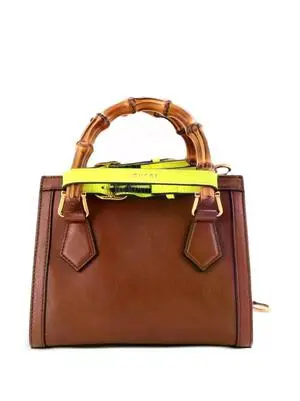 Gucci Diana Nm Bamboo Handle Tote Leather Mini Crossbody Bag - Brown