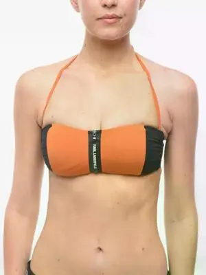 Karl Lagerfeld Logo-print Zip-front Bikini Top