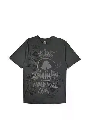 StÜssy Pigment-dyed Skull-print T-shirt - Black