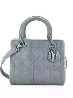 Dior Ultra Matte Lady Bag Cannage Quilt Calfskin Medium Satchel - Grey