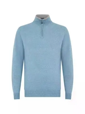 Fedeli Quarter-zip Long-sleeve Sweater - Blue