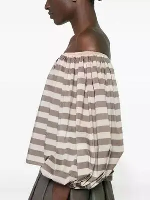 Camilla Striped Off-shoulder Puff Sleeve Top