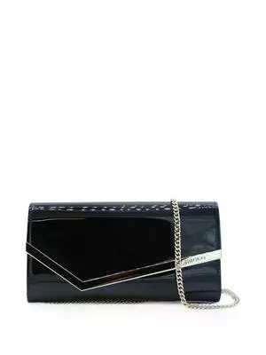 JIMMY CHOO Emmie Patent-leather Clutch Bag - Black