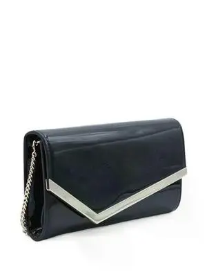 JIMMY CHOO Emmie Patent Leather Clutch Bag - Black