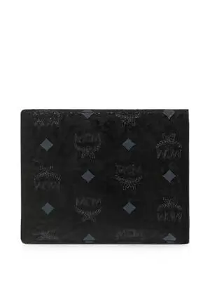 Mcm Monogram-print Bi-fold Wallet - Black