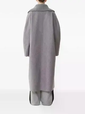 LANVIN Ribbed-collar Double-breasted Coat - Grey