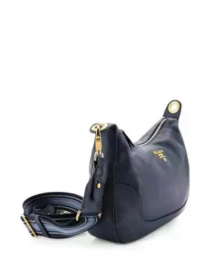 Prada Vitello Daino Striped Strap Zip Hobo Bag
