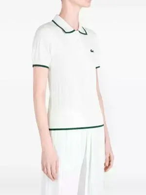 Lacoste Ribbed-knit Logo-patch Polo Shirt