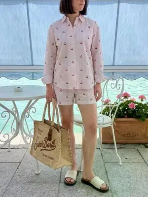 MC2 SAINT BARTH Meredith Cherry-embroidered Stripe-pattern Shirt
