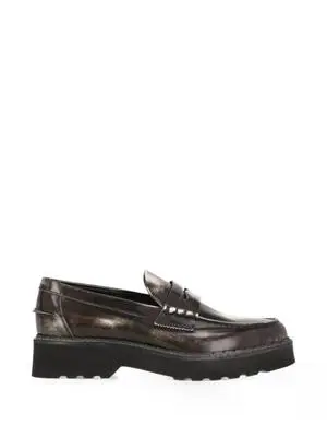 TOD'S Leather Penny Loafers - Grey
