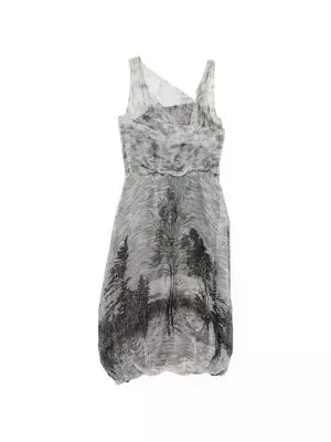 Marni Circa 2004 Landscape Print Asymmetrical Midi Dress