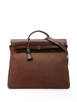 Hermès 2002 Toile Herbag Gm Satchel - Brown