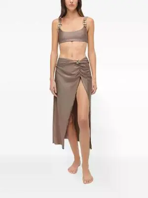 Simkhai Kora Satin Wrap Midi Skirt