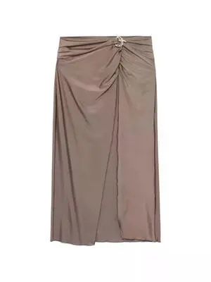 Simkhai Simkhai Kora Satin Wrap Midi Skirt Brown