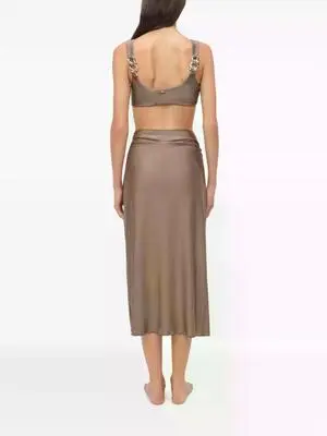 Simkhai Kora Satin Wrap Midi Skirt - Brown