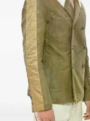 GREG LAUREN Double-breasted Military Jacket With Shearling Collar