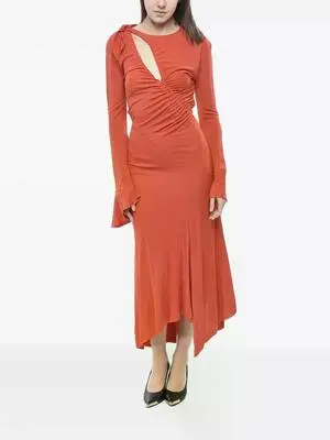 Victoria Beckham Cut-out Asymmetric Ruched Maxi Dress - Red