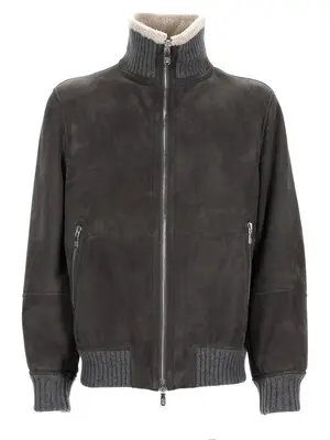 Brunello Cucinelli Giacca Bomber In Pelle - Grey