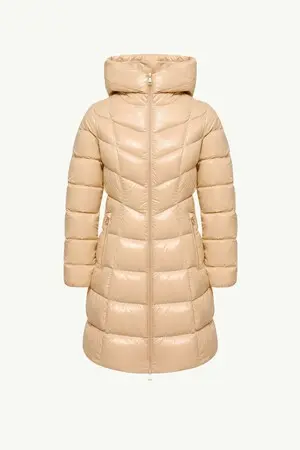 Moncler Marusse Hooded Mid-length Down Jacket - Beige