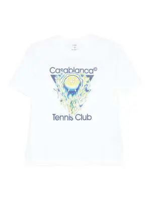 Casablanca 100% Cotton Logo Print T-shirt For With Straight Hem - Bianco
