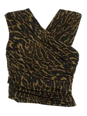 GANNI Braided Leopard Print Mini Top - Verde