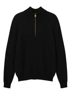 Versace Medusa Hardware High Neck Zip Placket Sweater - Nero