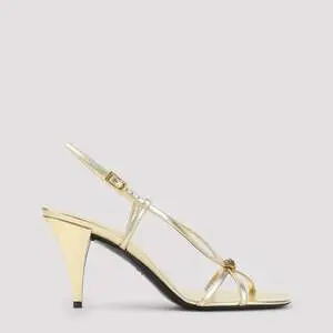 Versace Laminated Saddle Calf Leather Pumps With 8cm Heel - Metallic