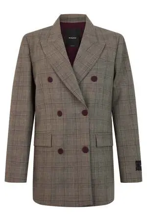 Pinko Double-breasted Jacquard Jacket With Button Front - Brown