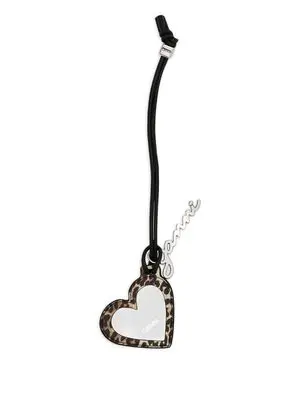 GANNI Heart-shaped Keychain With Logo Detail - Nero