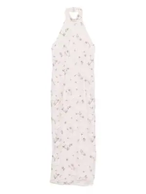 ROTATE BY BIRGER CHRISTENSEN Floral Beaded High-neck Sleeveless Mini Dress - Rosa