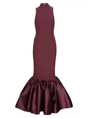 ROTATE BY BIRGER CHRISTENSEN Sleeveless High-neck Mini Dress With Flared Hem And Concealed Rear Zip - Rosso