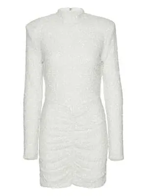 ROTATE BY BIRGER CHRISTENSEN High-neck Fitted Mini Dress With Back Zip - Bianco