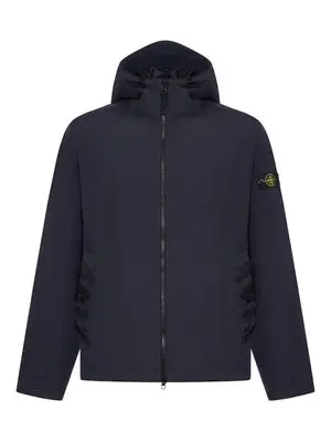 Stone Island Stone-visor Hooded Polyamide Jacket With Two-way Zip - Blu