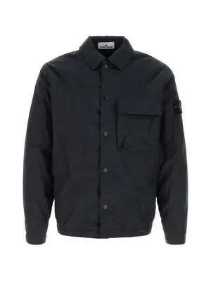 Stone Island Padded Nylon Overshirt With Button-front Closure, Chest Pocket & Adjustable Cuffs
