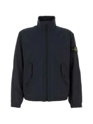 Stone Island Stand-collar Tech Jacket With Two-way Zip, Angled Hand Pockets & Elastic Cuffs - Blu