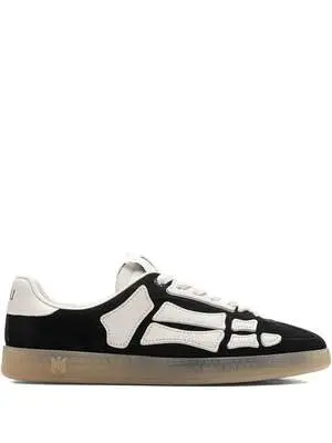 Amiri Skeleton Leather Appliqué Suede Sneakers With Rubber Sole - Nero