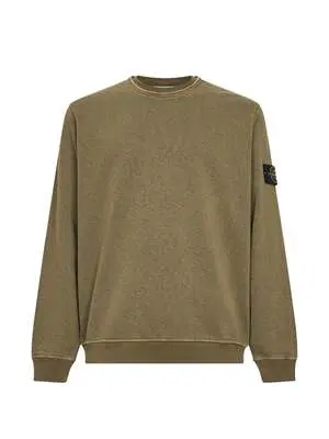 Stone Island Badge Cotton Crewneck Sweatshirt