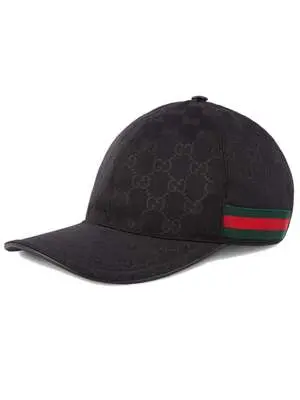 Gucci Original Gg Canvas Baseball Cap With Web Stripe - Nero