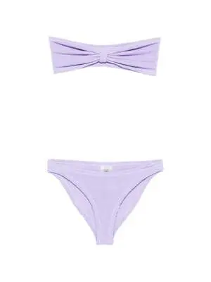 HUNZA Original Crinkle Bikini Set With Knotted Top - Viola