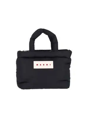 Marni Structured Mini Shoulder Bag With Leather Contrast - Black