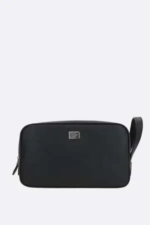 Dolce & Gabbana Calfskin Toiletry Handbag With Leather Handles - Nero