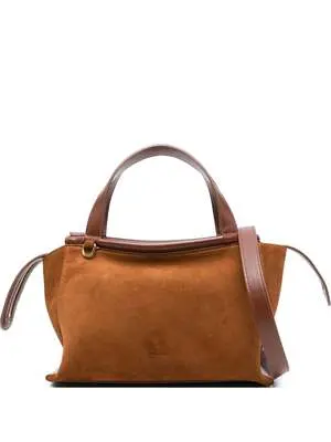 WANDLER Suede Handbag With Leather Trim And Gold-tone Hardware - Marrone